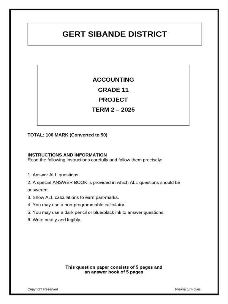 2025 11acc t2 Project Cluster - Eng - QP | PDF | Depreciation | Book Value