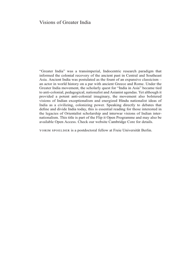 Yorim Spoelder - Visions of Greater India - Transimperial Knowledge and ...