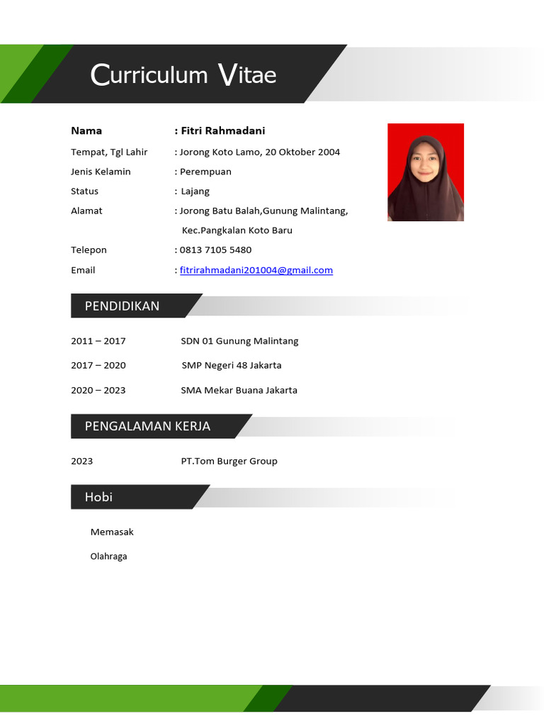 CV Fitri Rahmadani | PDF