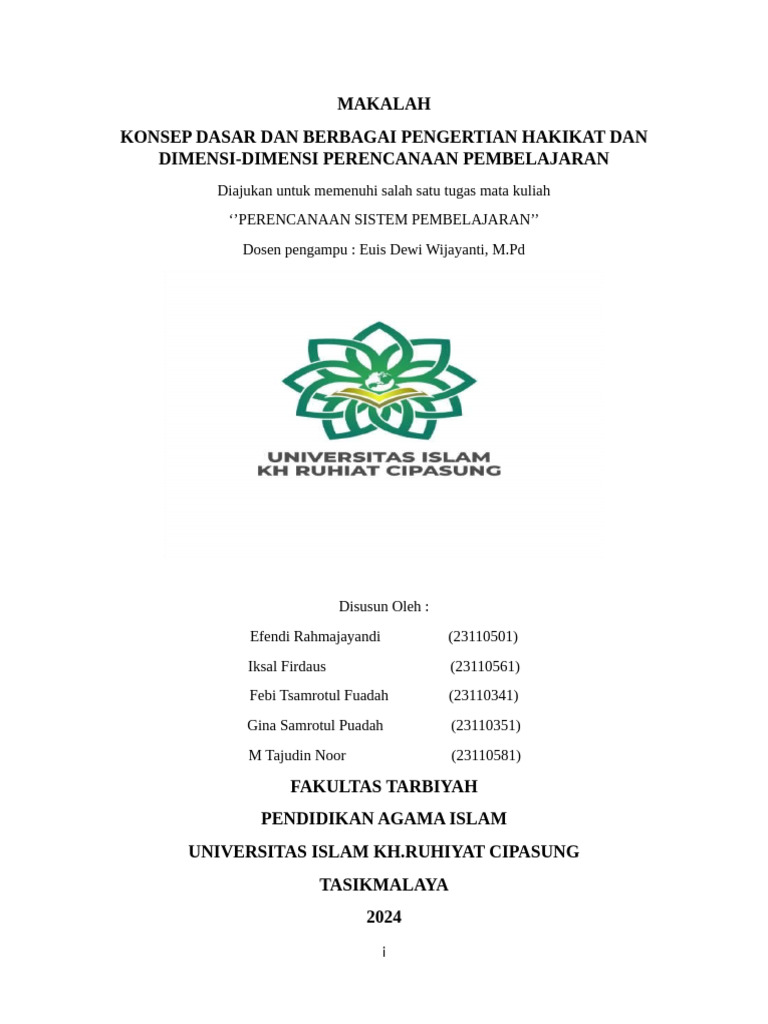 Makalah Perencanaan Sistem Pembelajaran Kelompok 1 | PDF