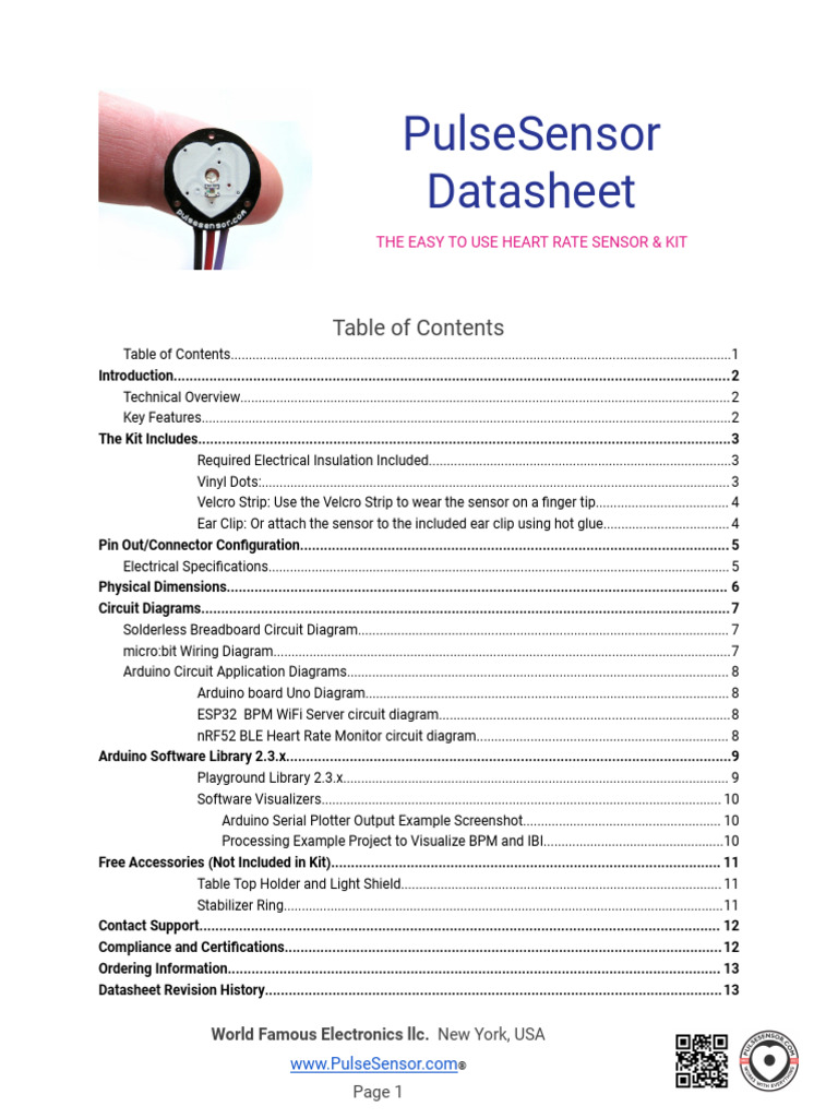 PulseSensor Datasheet 2024-Nov | PDF | Arduino | Electrical Connector