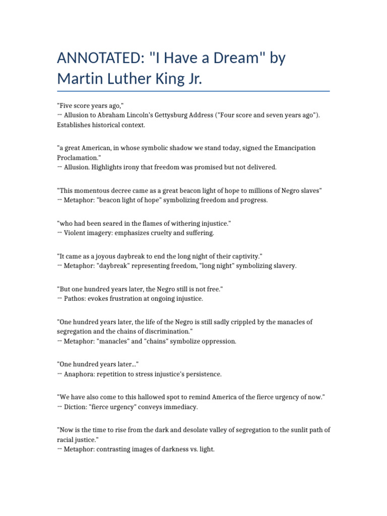 Annotated "I Have a Dream" Speech | PDF | Emancipation Proclamation