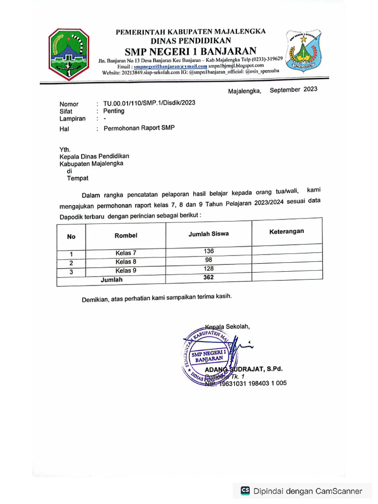Permohonan Raport SMP | PDF