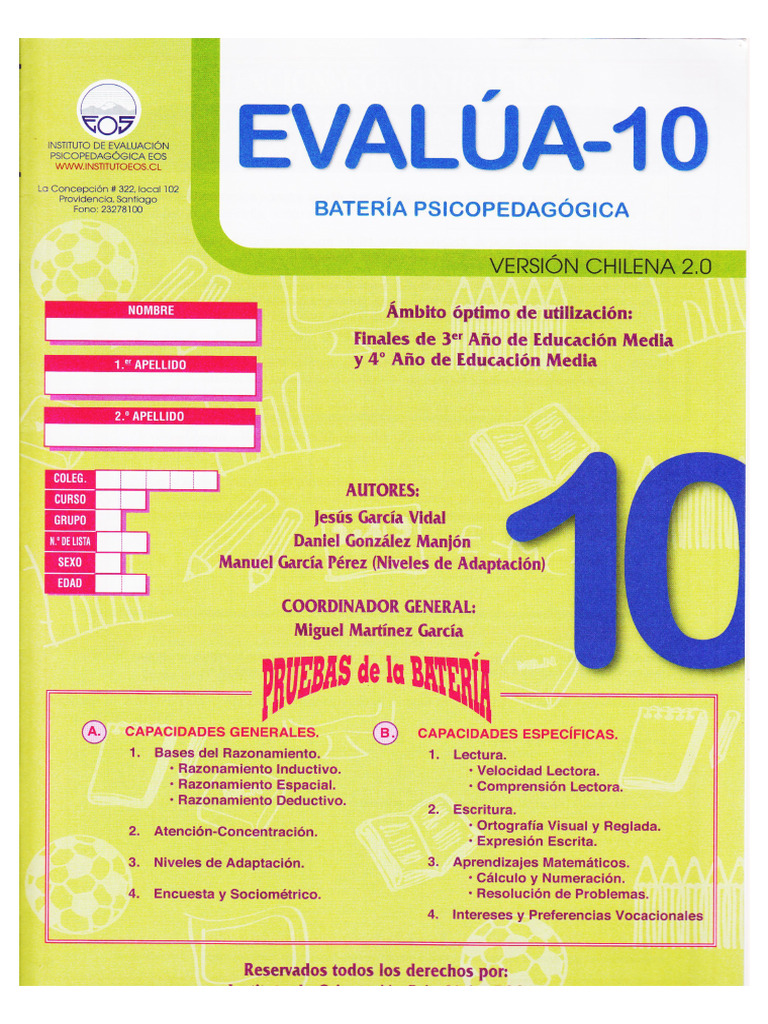Evalua 10 Cuadernillo | PDF