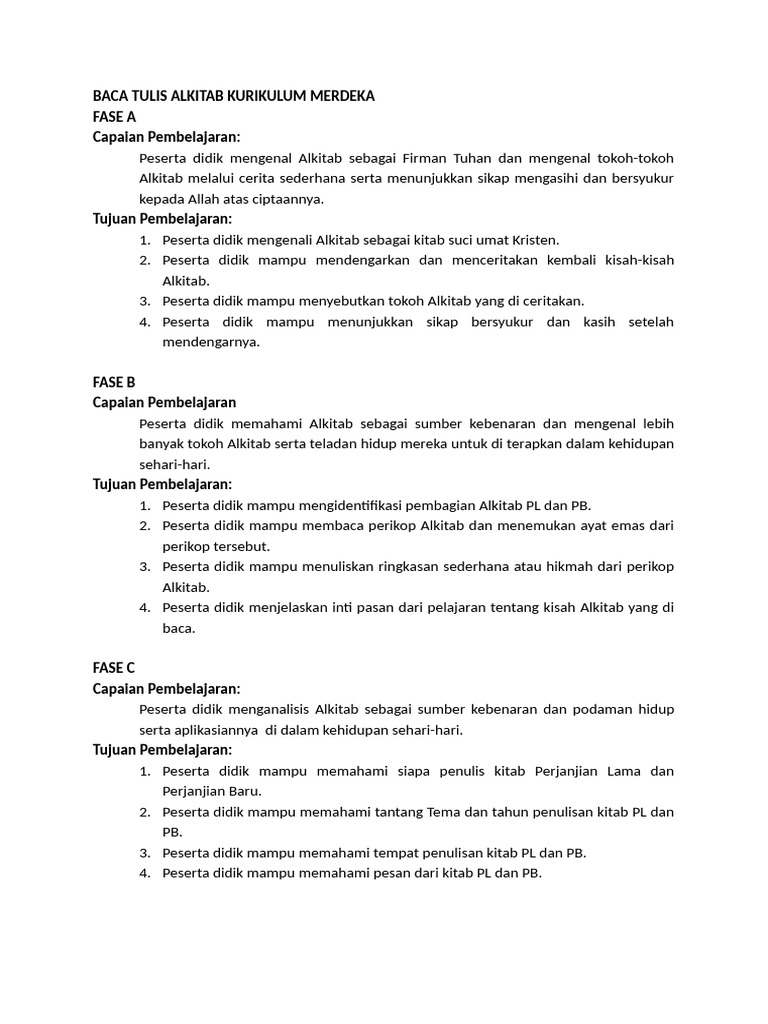 Baca Tulis Alkitab SD | PDF