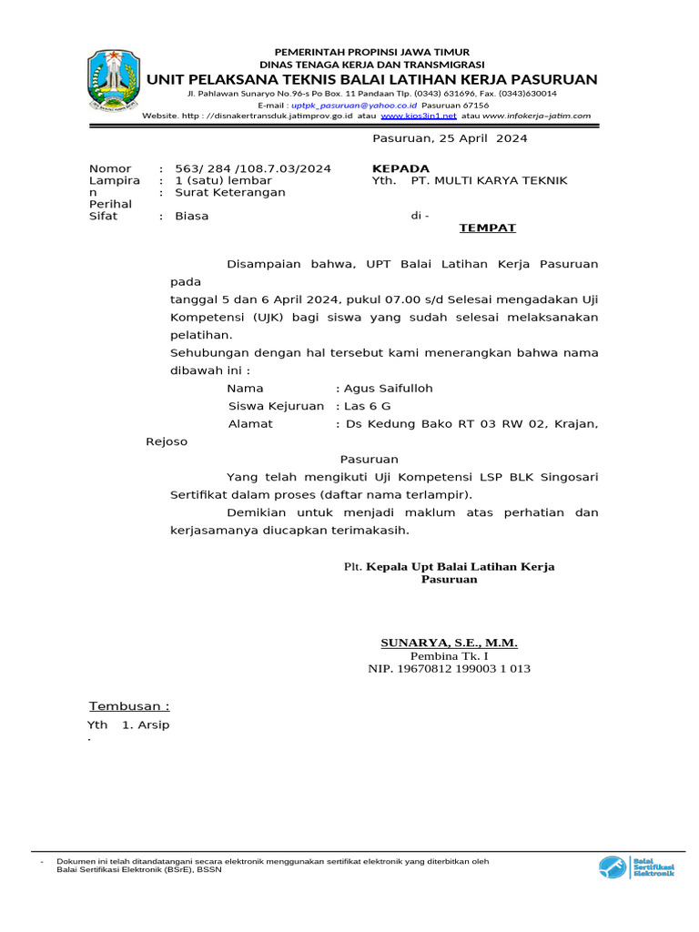 Surat Ijin UJK | PDF