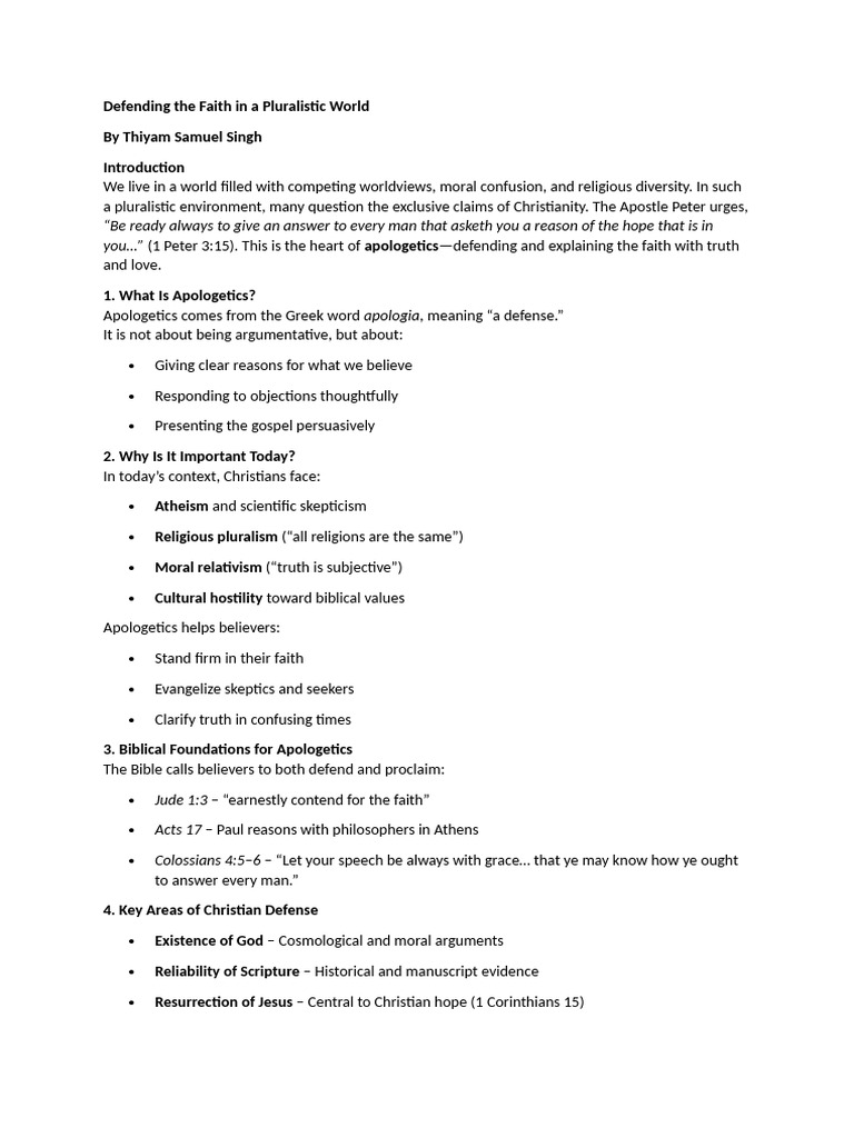 Defending The Faith in A Pluralistic World | PDF | Christian ...