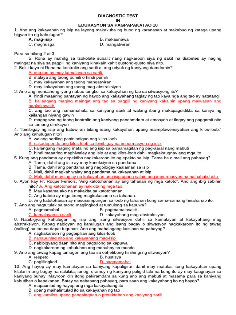 Diagnostic Test Esp 10 | PDF