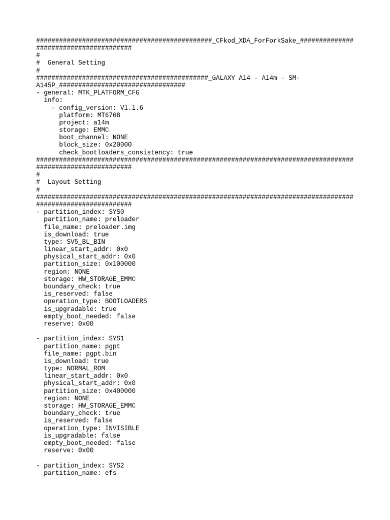 MT6768 Emmc Android Scatter | PDF | Computer Data | Computing