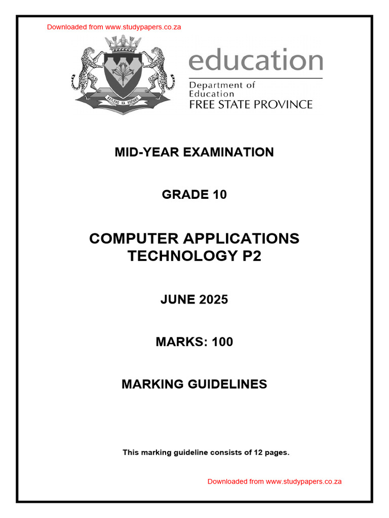 Grade 10 Computer Applications Exam Guide | PDF | Computer Network ...