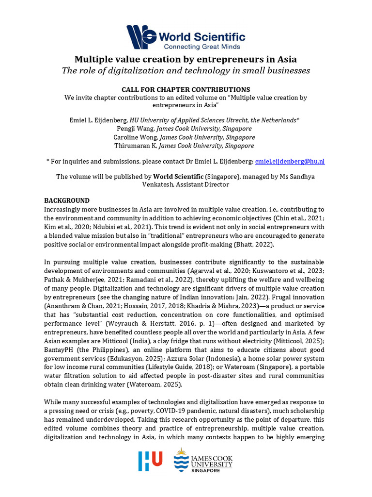 Call For Chapter Contributions - World Scientific | PDF ...