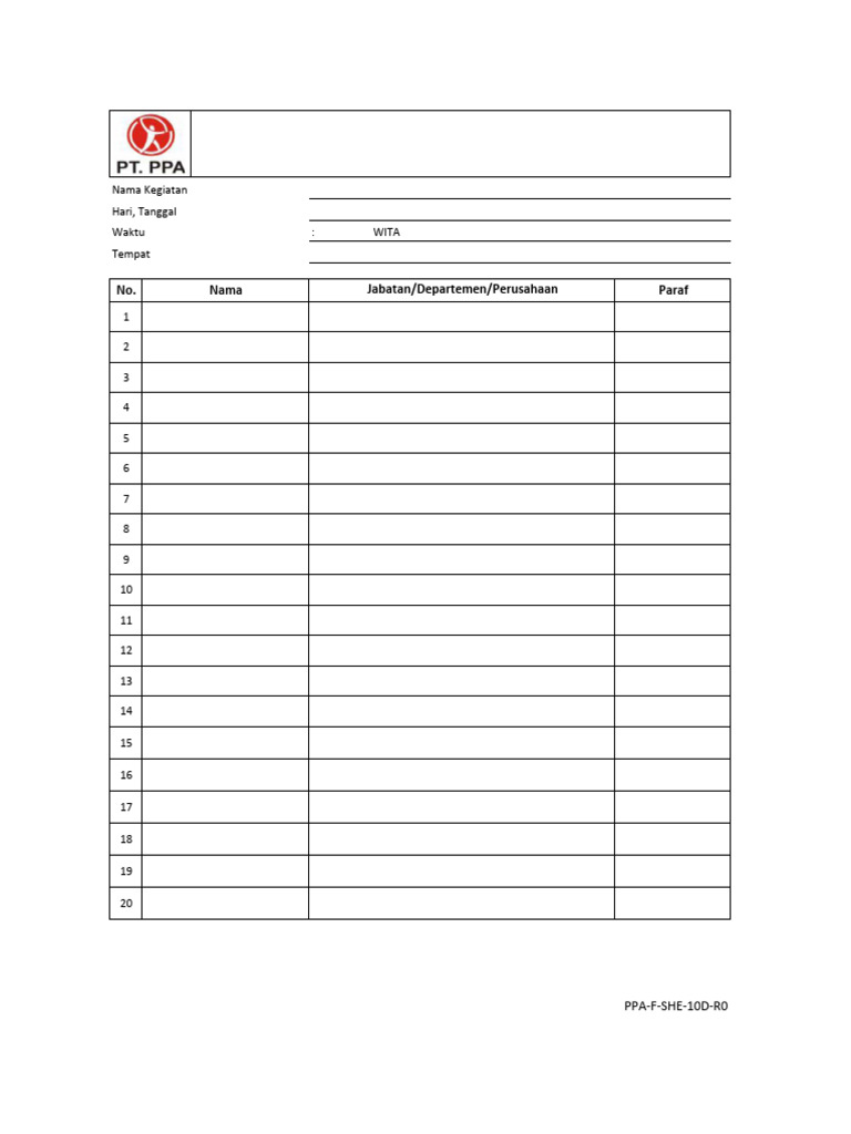 Form Inspeksi - PPA | PDF