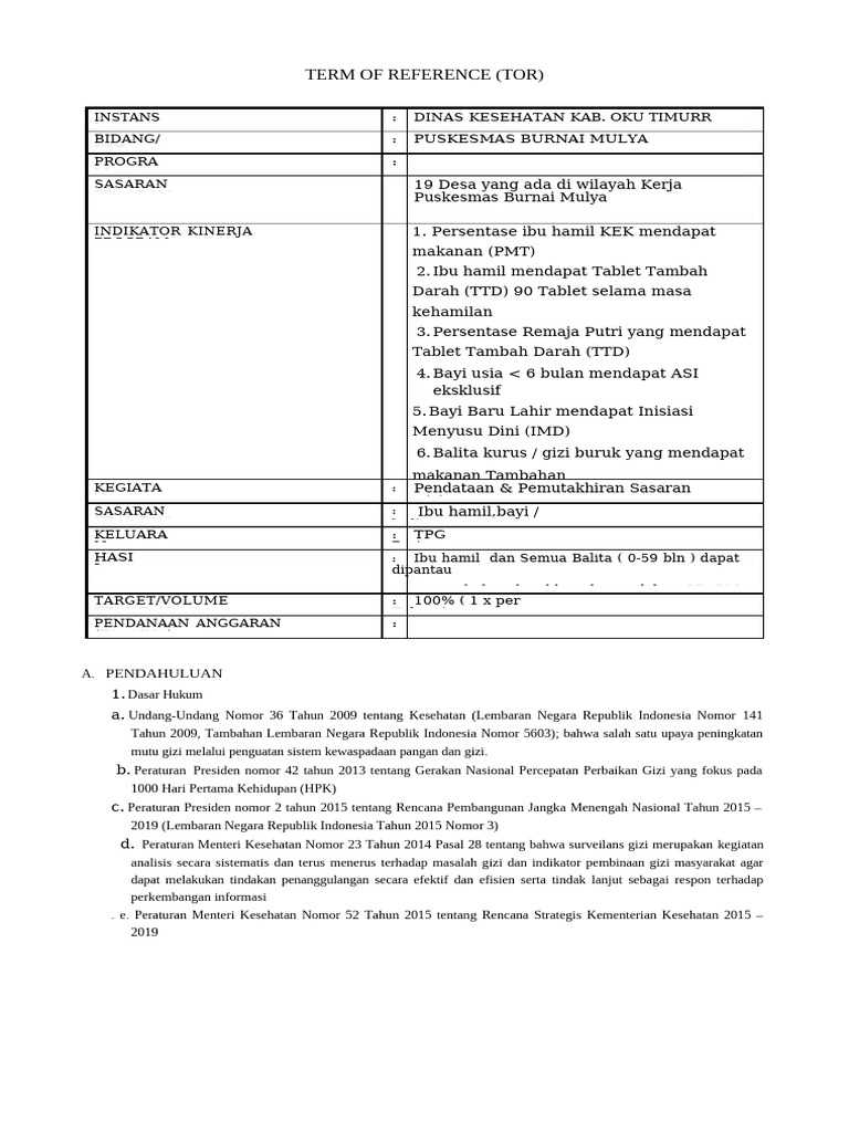 Term of Reference (Tor) | PDF