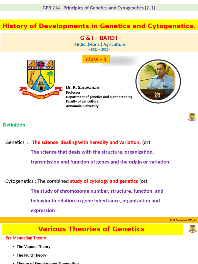 3 - GPB 214 - History of Developments in Genetics and | PDF | Heredity ...