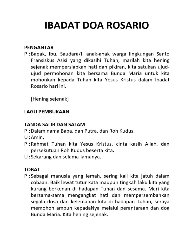 Susunan Ibadat Doa Rosario Katolik | PDF