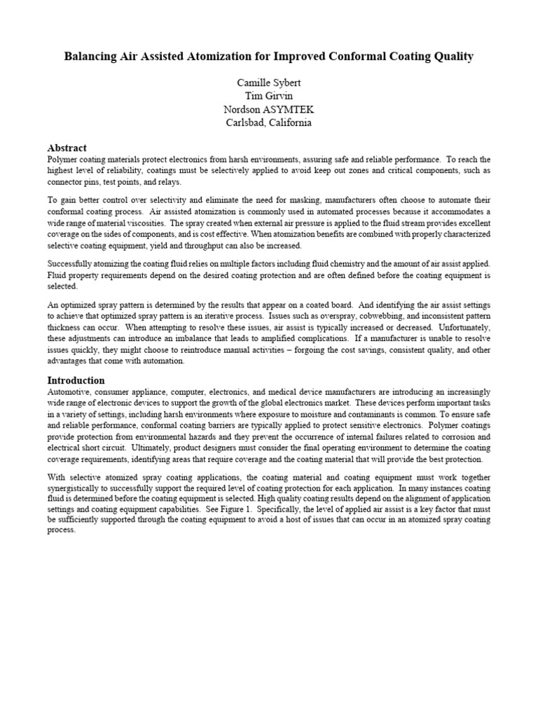 Balancing Atomization For Improved Conformal Coating Quality | PDF ...