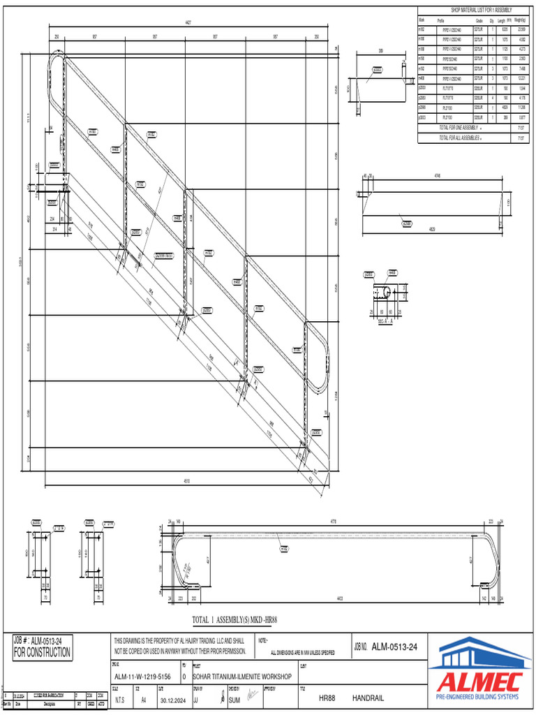 Steel Handrail Sample Drawings | PDF