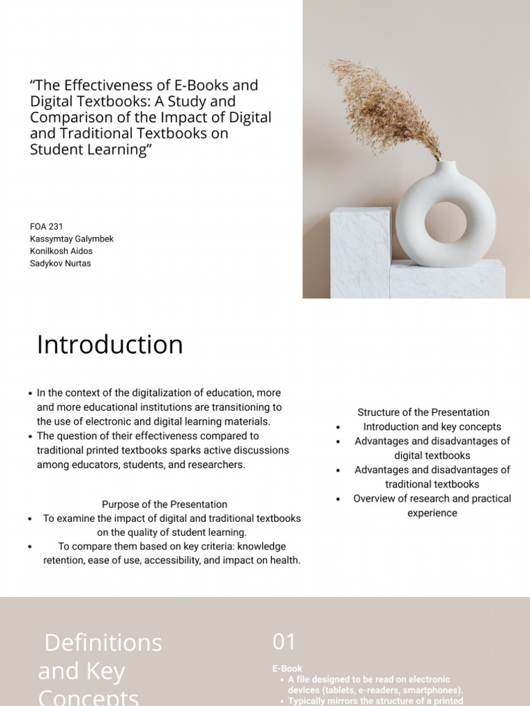 The Effectiveness of E-Books and Digital Textbooks A Study and ...