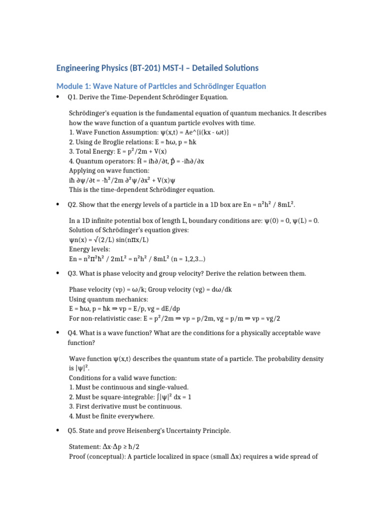 BT-201 MST1 Solutions English | PDF | Laser | Photon