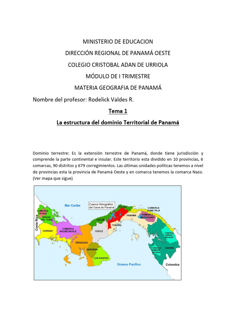 Estructura del Dominio Territorial de Panamá | PDF | Aguas ...