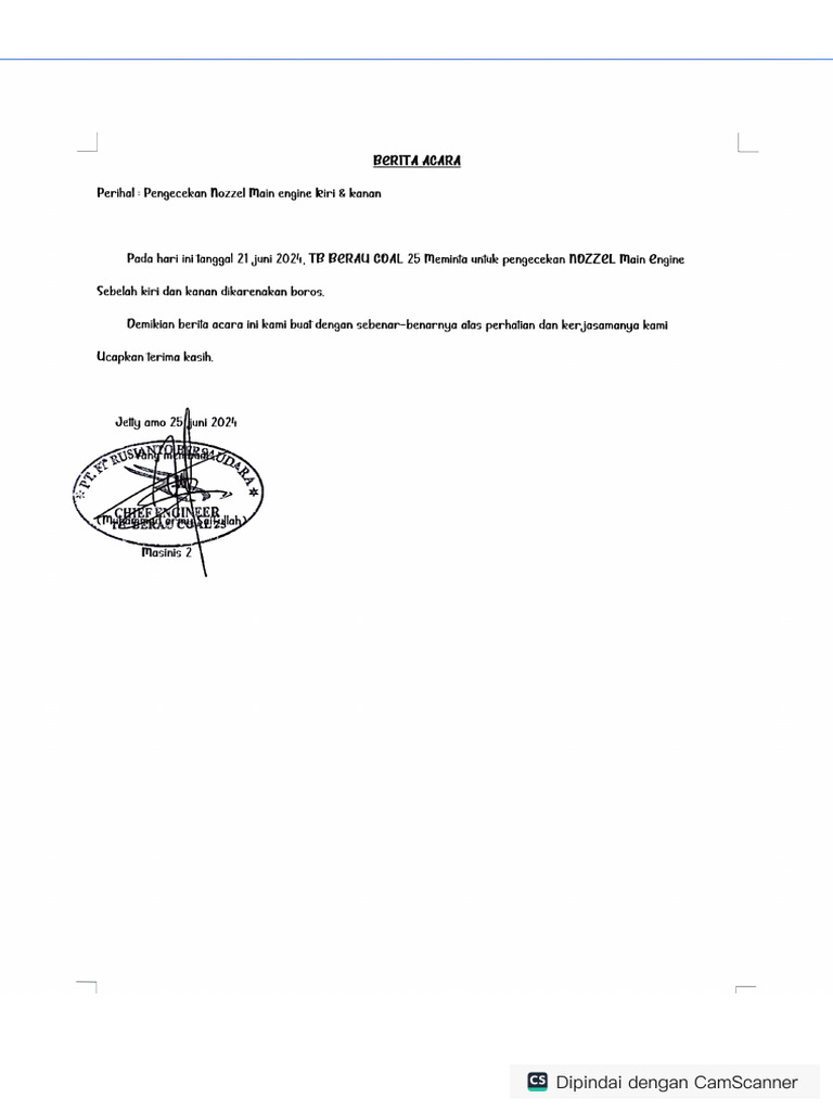 Berita Acara Pengecekan Nozzel Me PS BC 25 - 1 | PDF