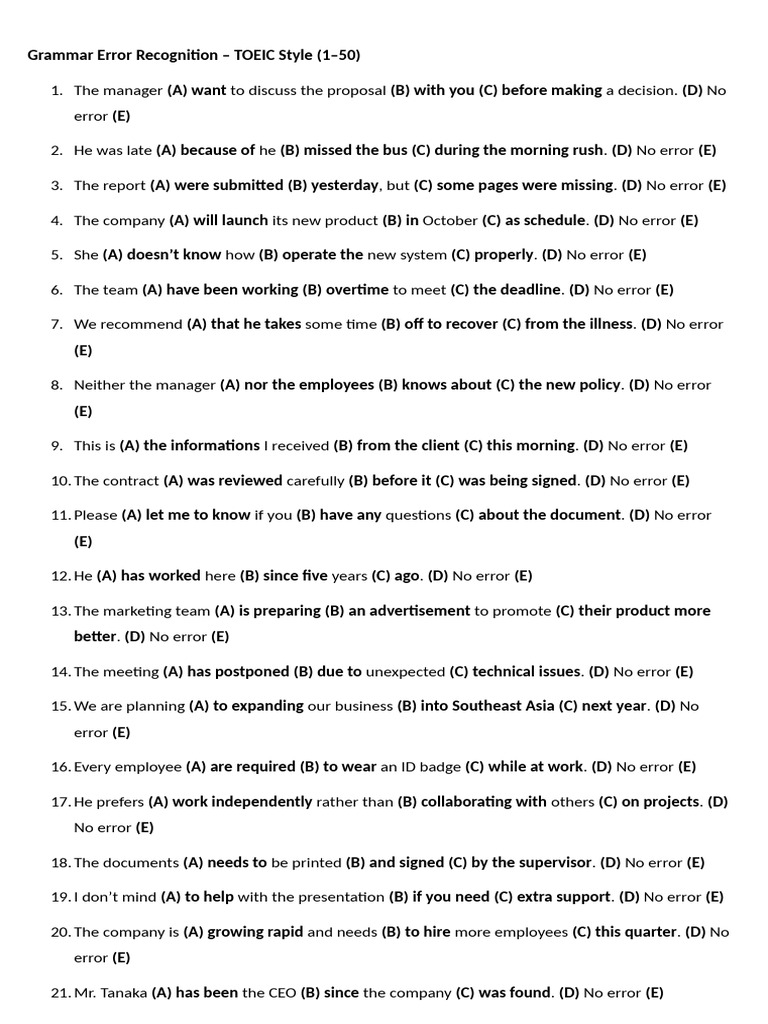 Grammar Error Recognition | PDF