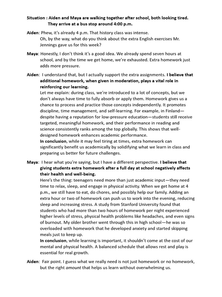 A Dialogue of Coversation With Arel | PDF | Homework | Psychology