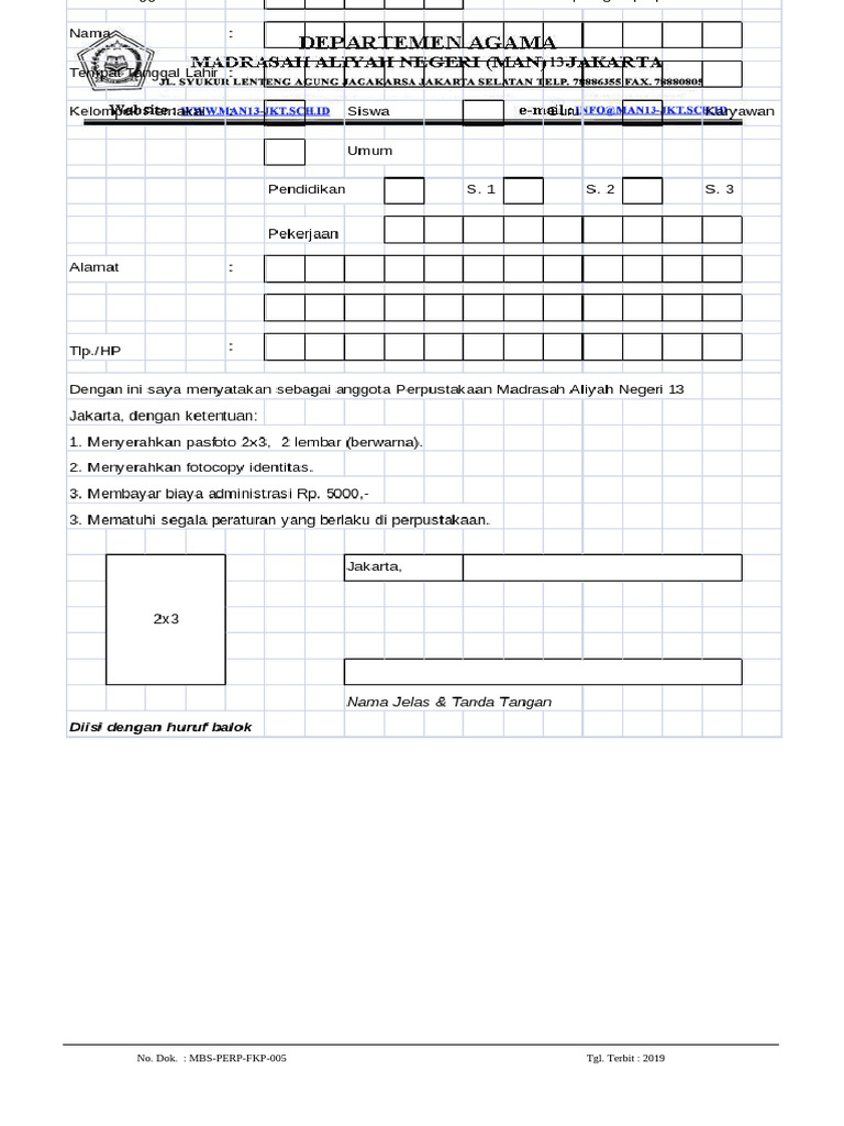 06 Formulir Keanggotaan Pustaka | PDF