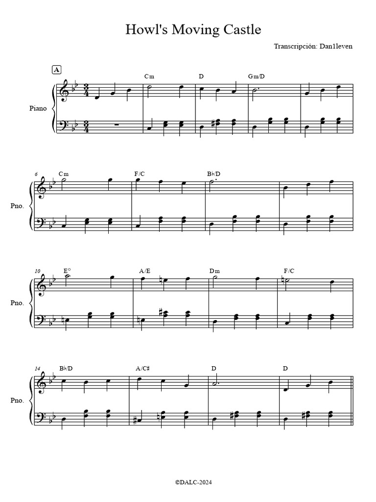 Howl's Moving Castle Piano Sheet | PDF