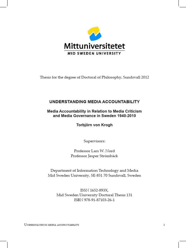 Understanding Media Accountability Media Accountability in 46e5jwbq0g | PDF