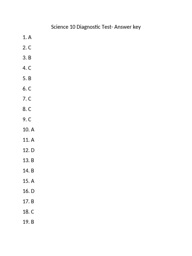 Science 10 DT-Answer Key | PDF