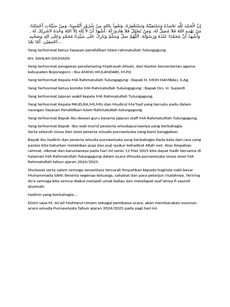 Teks MC Wisuda 2025 | PDF