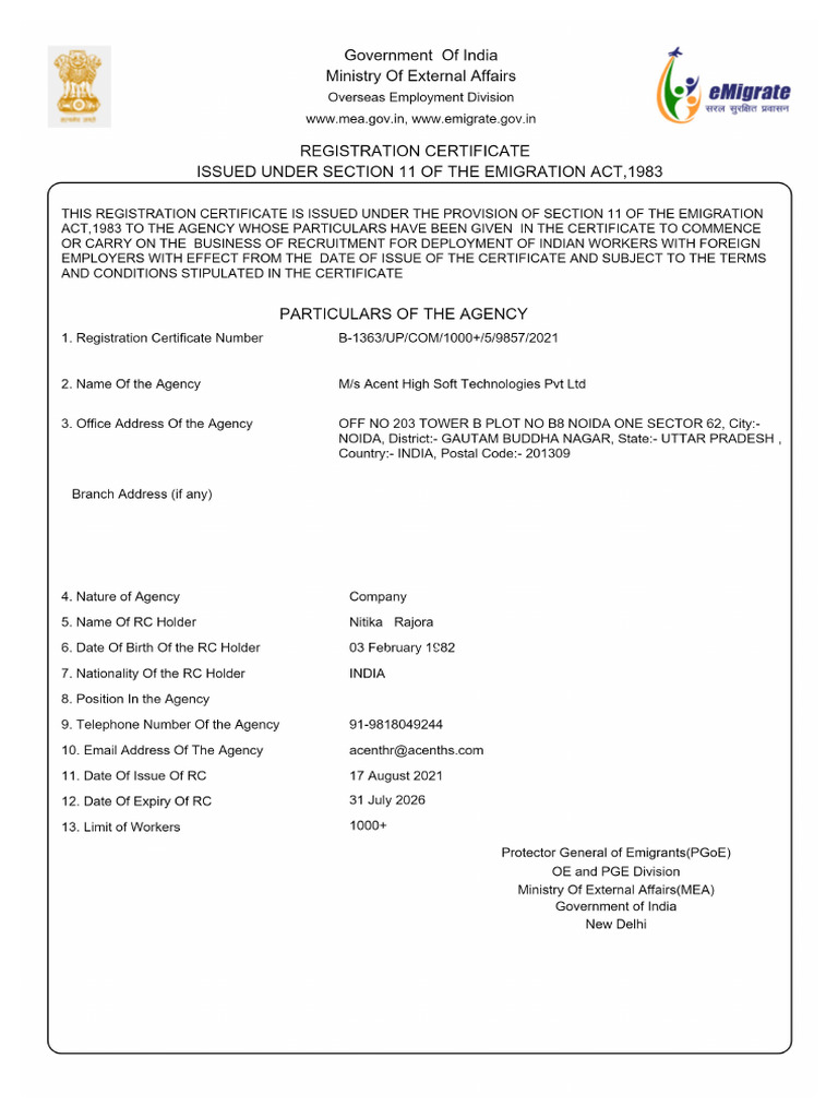 RA Registration Ministry of External Affairs 1000+ - 230916 - 181953 | PDF