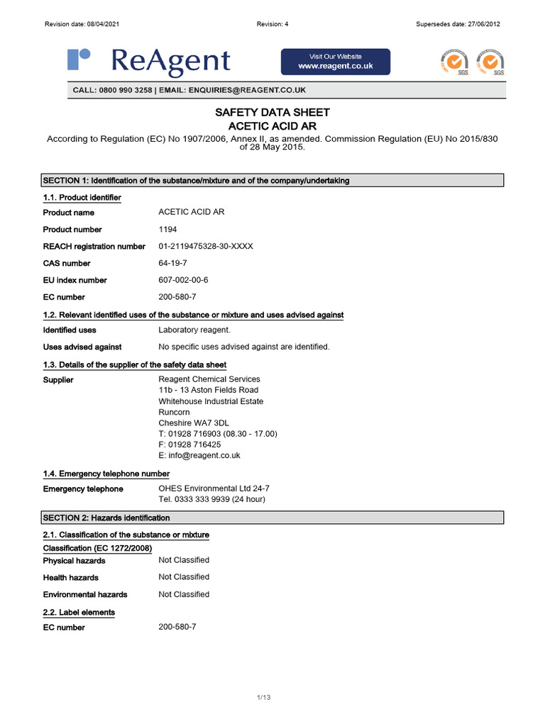 44 - 1194 - SDS21141 | PDF | Dangerous Goods | Toxicity
