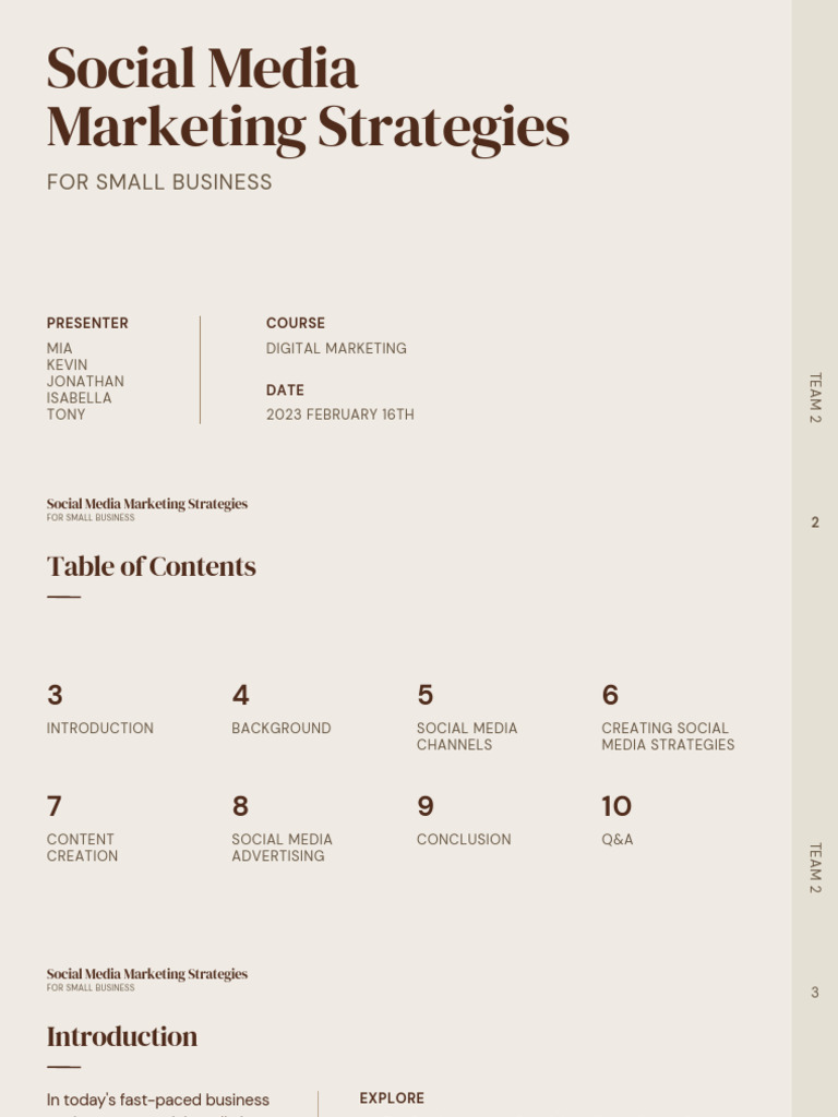 Brown Simple Minimalist Marketing Presentation | PDF | Social Media Marketing | Digital Marketing