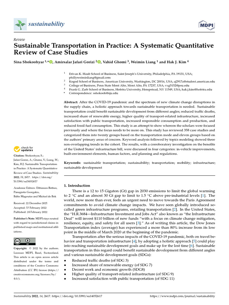 Topics Modeling - Sustainable Trasnportation | PDF | Systematic Review | Sustainability