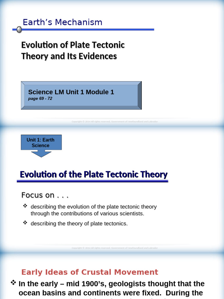 Lesson No. 9 Evolution of The Plate Tectonic Theory | PDF | Plate ...