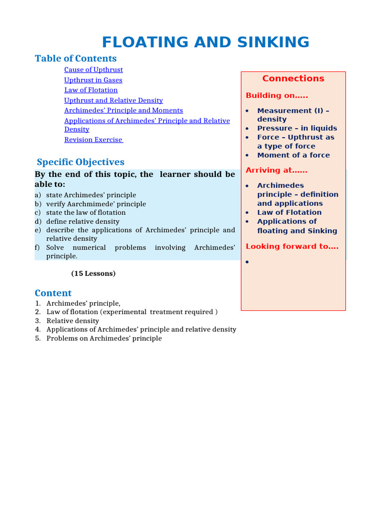 4.3 Floating and Sinking | PDF | Buoyancy | Density