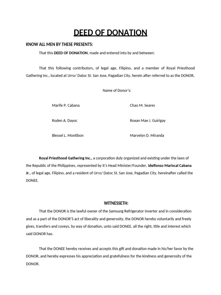 Deed of Donation | PDF