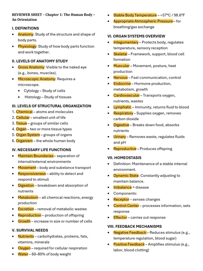 Anaphy CH: The Human Body | PDF | Human Body | Anatomical Terms Of Location
