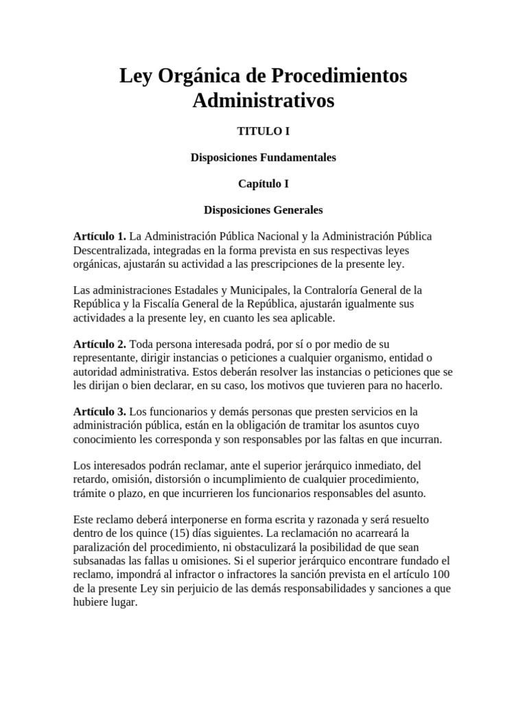 Ley Organica de Procedimientos Administrativos | PDF | Multa (pena) | Estatuto de limitaciones