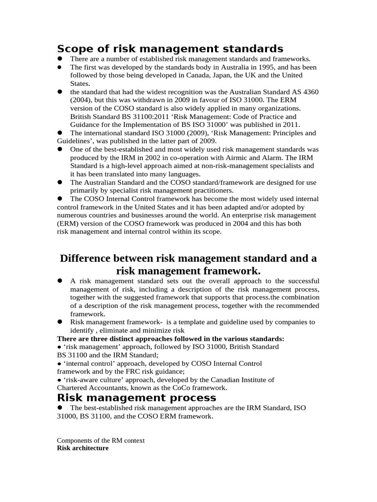 Scope of Risk Management Standards | PDF | Risk Management | Enterprise ...