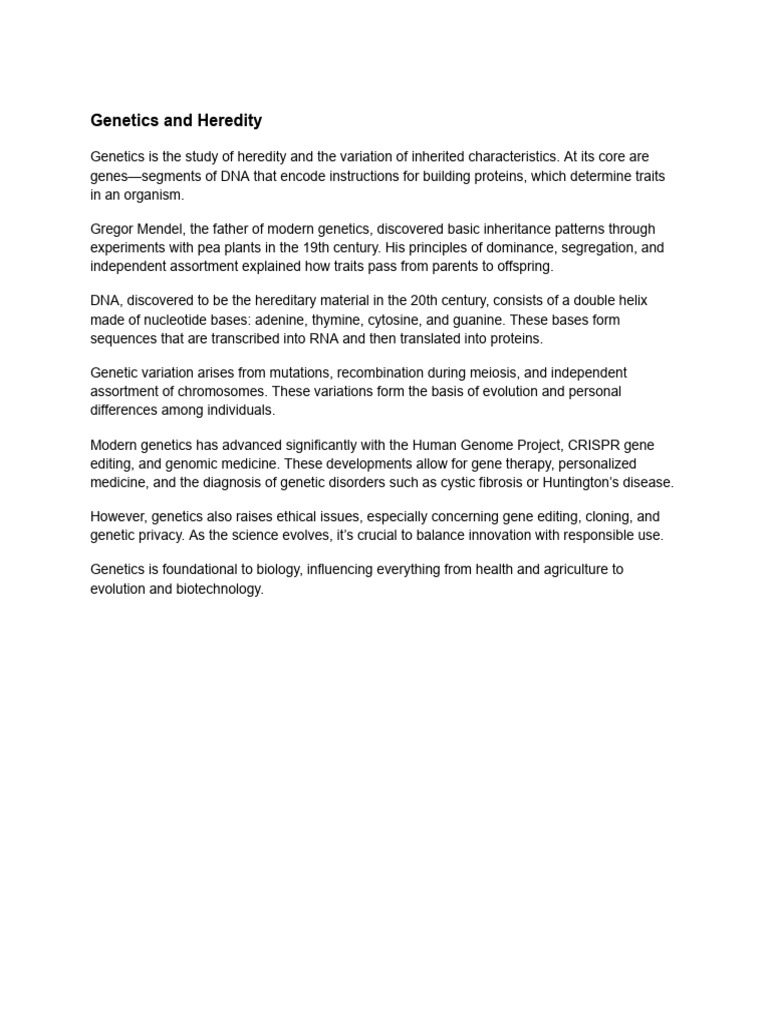 Genetics and Heredity | PDF