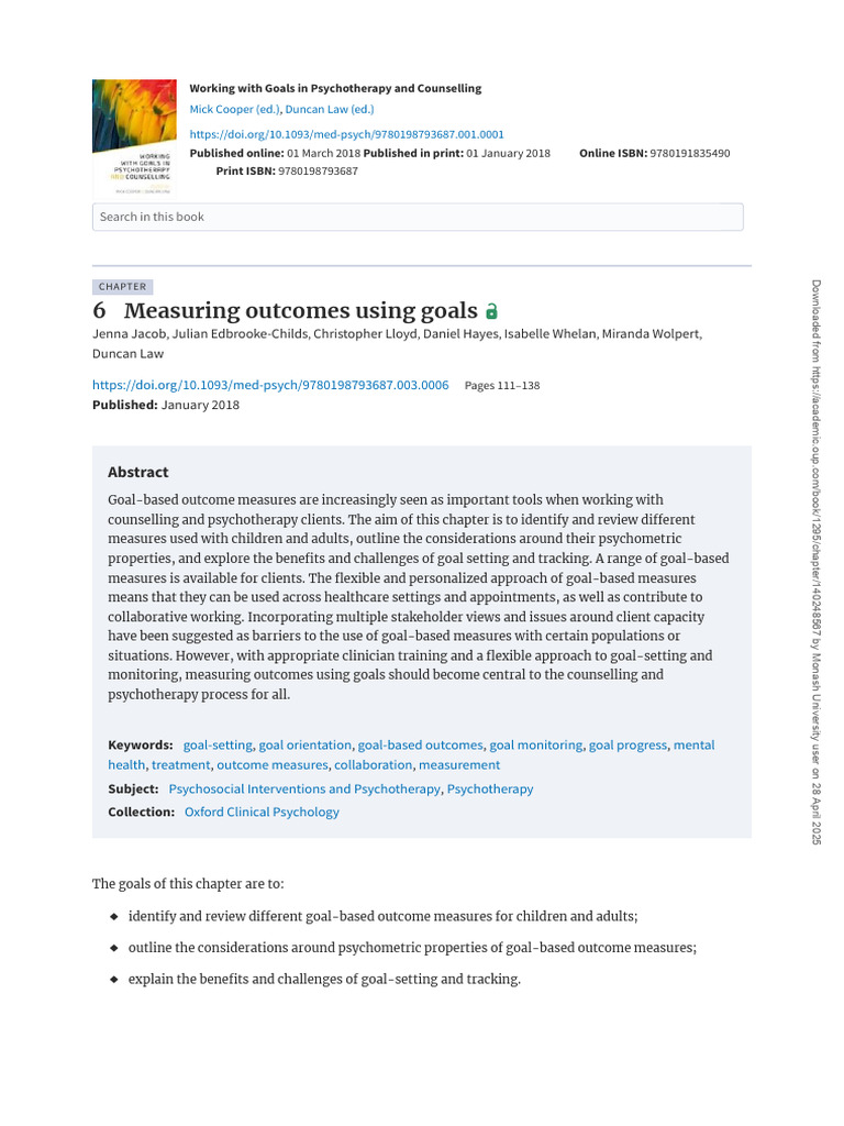 Setting Goals in Counselling | PDF | Goal Setting | Psychotherapy