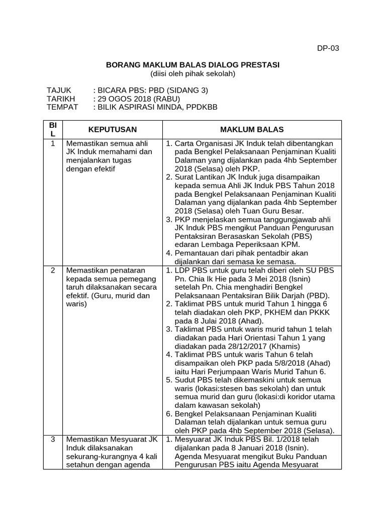 Maklum Balas PBD | PDF