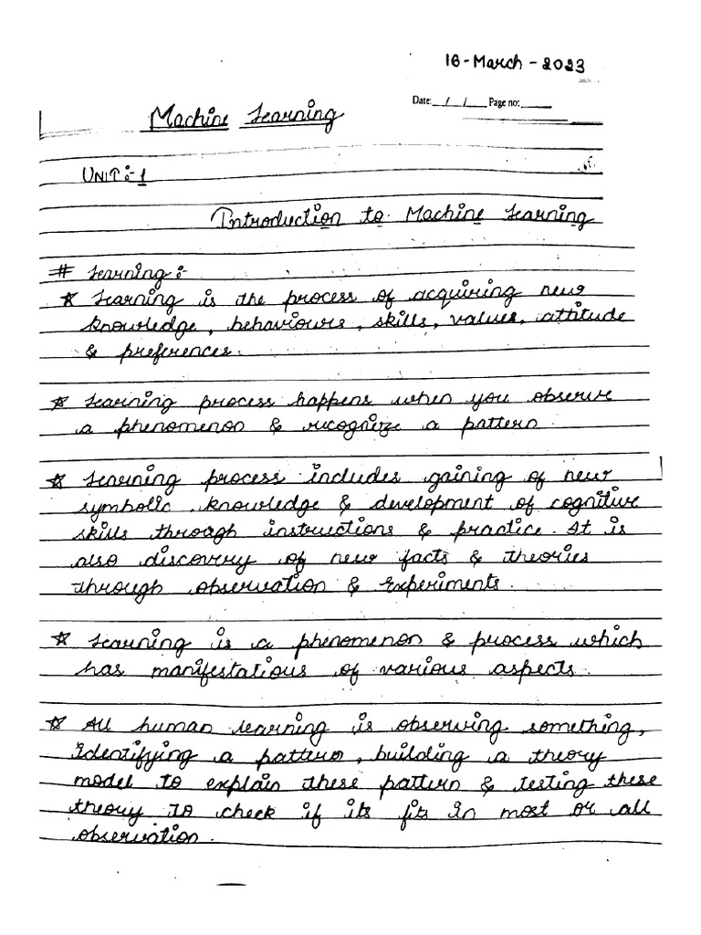 Machine Learning Notes | PDF