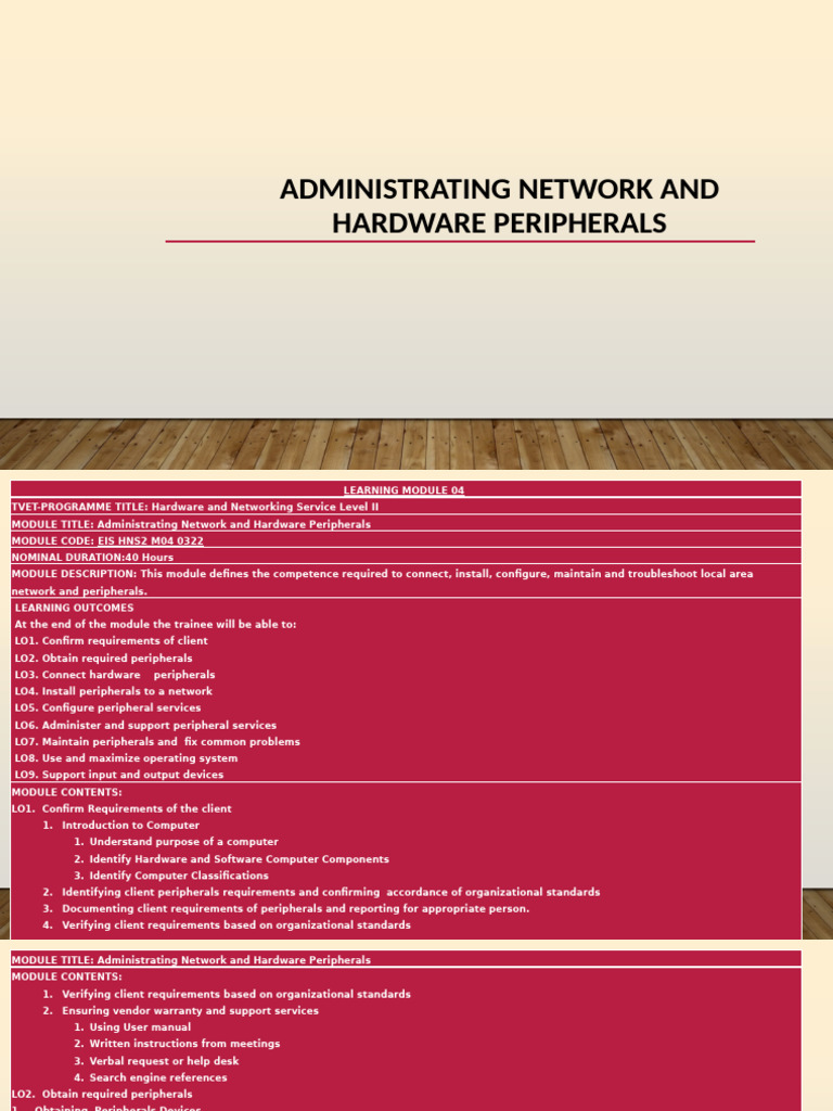 Network and Peripheral Administration | PDF | Computer Network ...