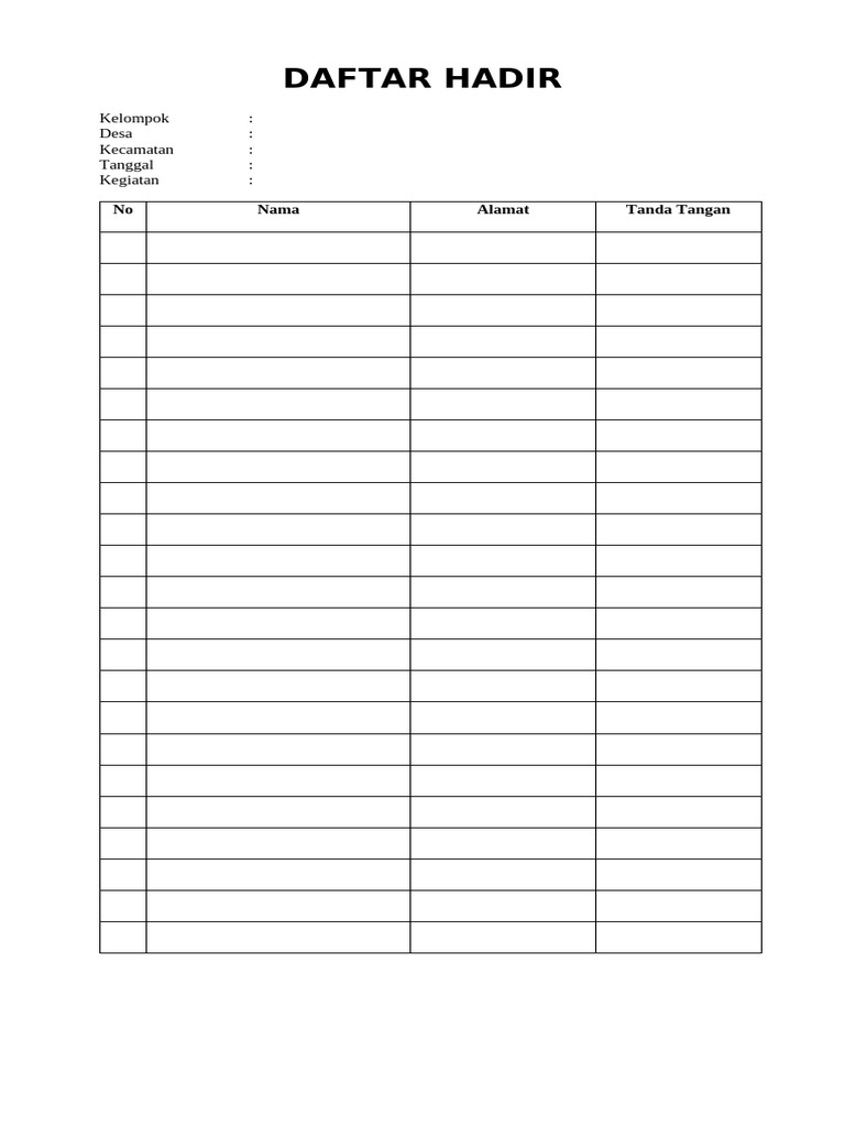 Daftar Hadir Pertemuan | PDF