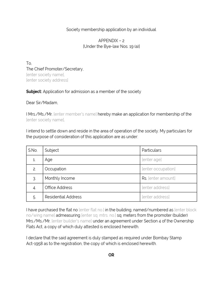 Society Membership Application Form | PDF