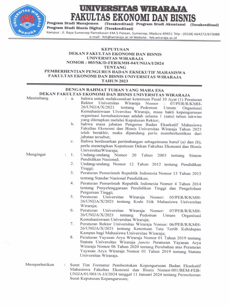 SK-Pemberhentian BEM 2023 | PDF